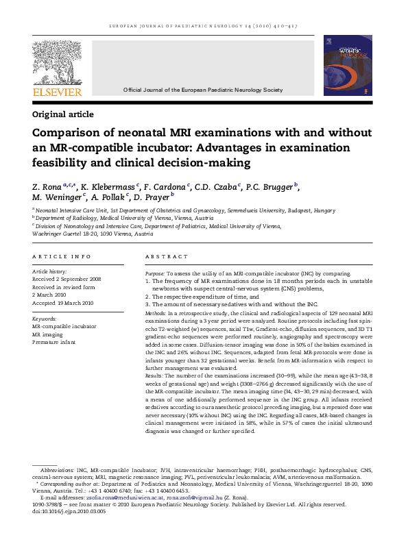 (PDF) Comparison of neonatal MRI examinations with and without an MR ...