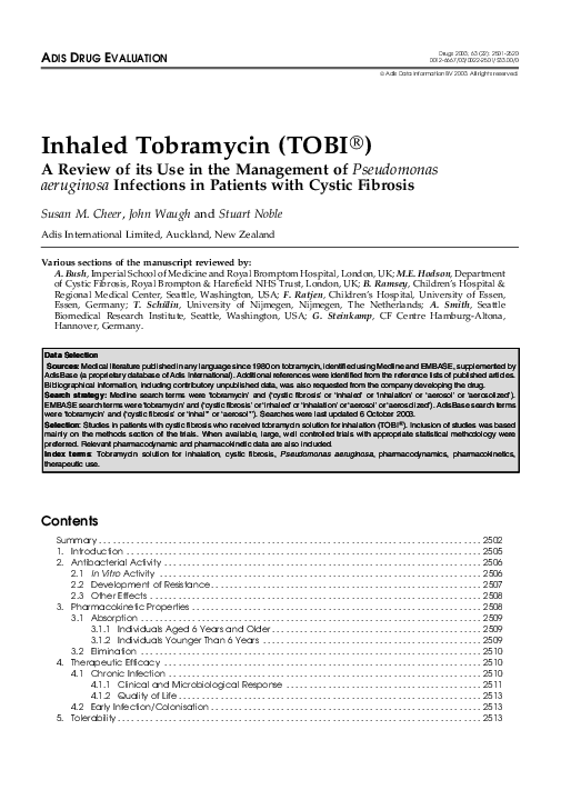 (PDF) Inhaled Tobramycin (TOBI??)