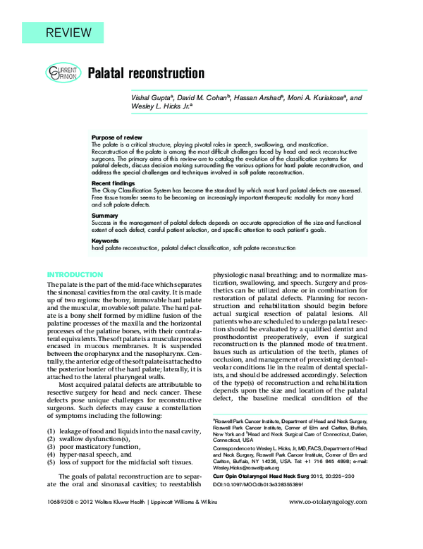(PDF) Palatal reconstruction