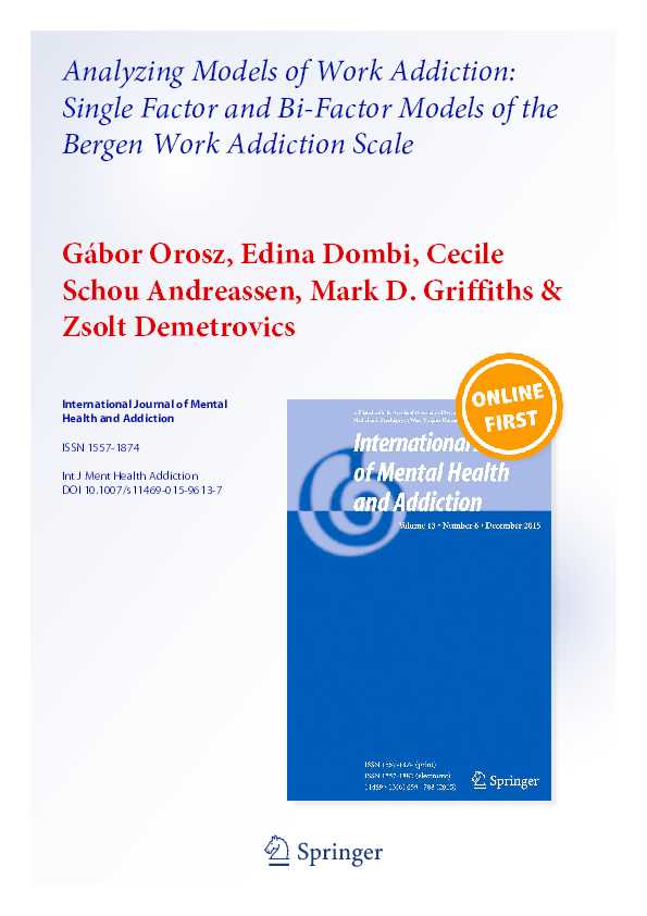 (PDF) Orosz, G., Dombi, E., Andreassen, C.S., Griffiths, M.D ...