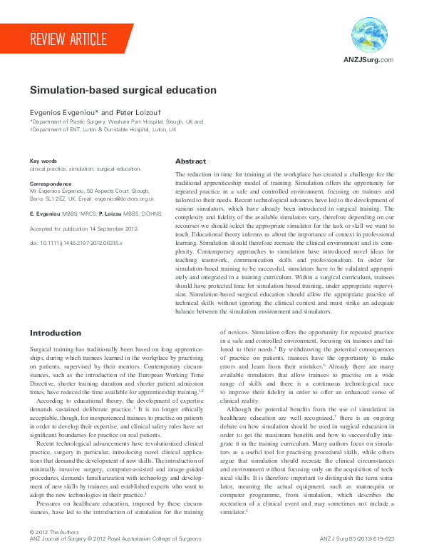 (PDF) Simulation-based surgical education