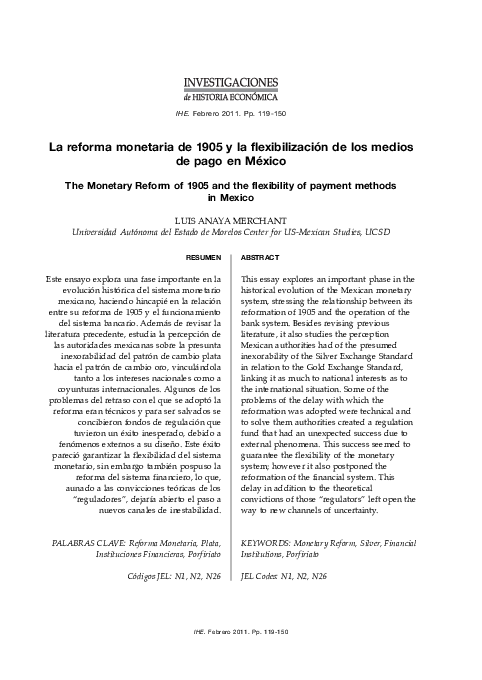 (PDF) La reforma monetaria de 1905 y la flexibilización de los medios ...