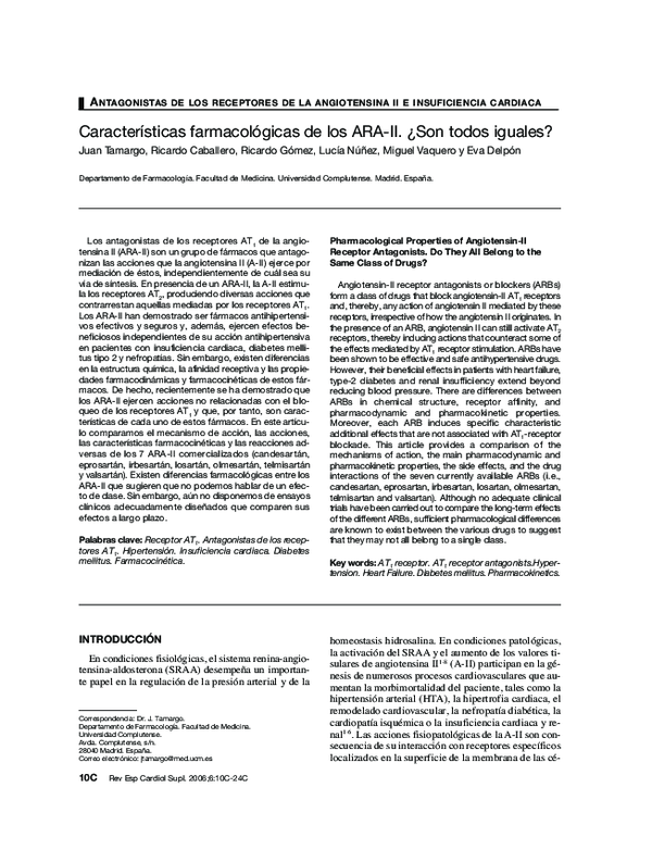 (PDF) Características farmacológicas de los ARA-II. ¿Son todos iguales?