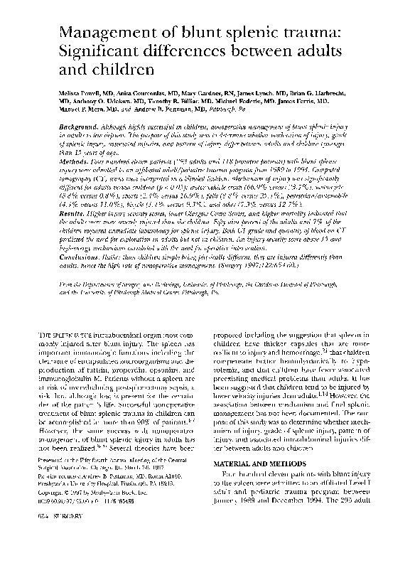 (PDF) Management of blunt splenic trauma: Significant differences ...