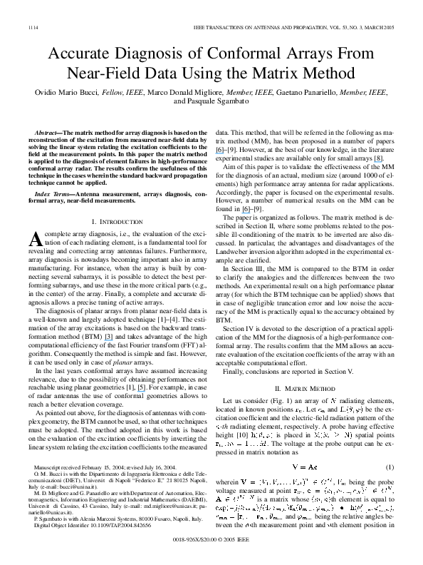 (PDF) Accurate diagnosis of conformal arrays from near-field data using the matrix method