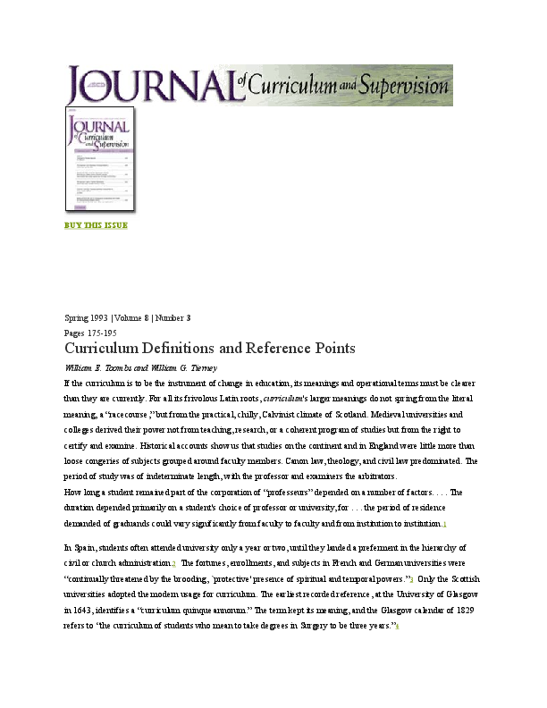 (DOC) Curriculum Definitions and Reference Points