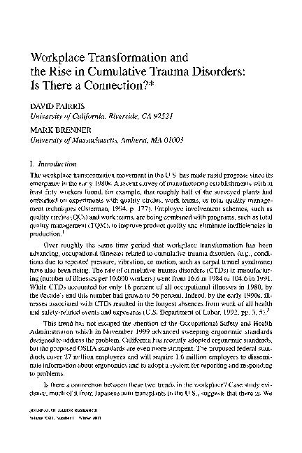 (PDF) Workplace transformation and the rise in cumulative trauma ...