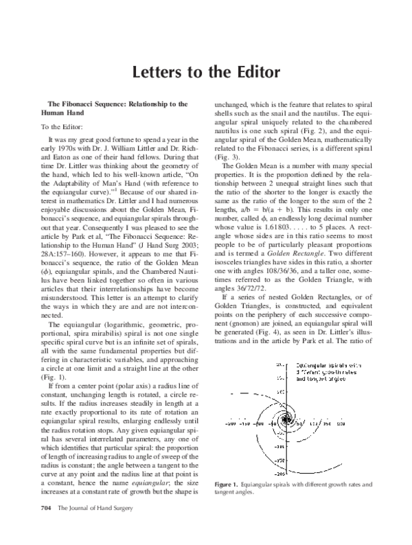 (PDF) The fibonacci sequence: Relationship to the human hand