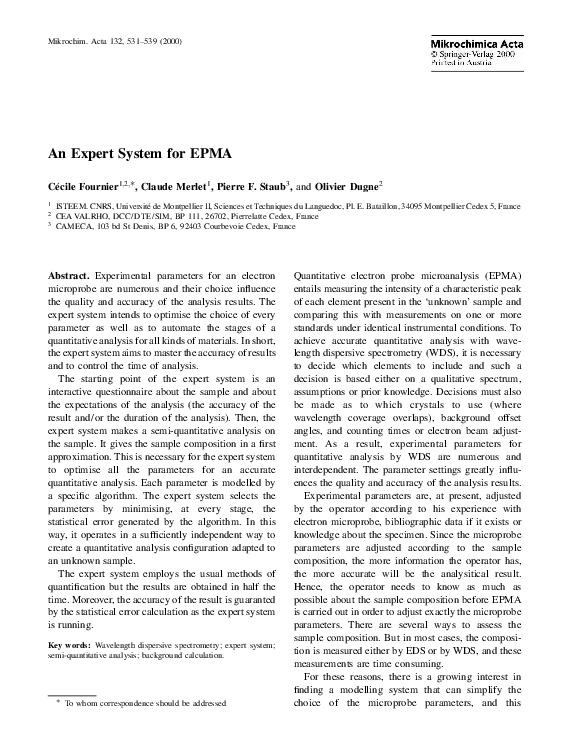 (PDF) An Expert System for EPMA