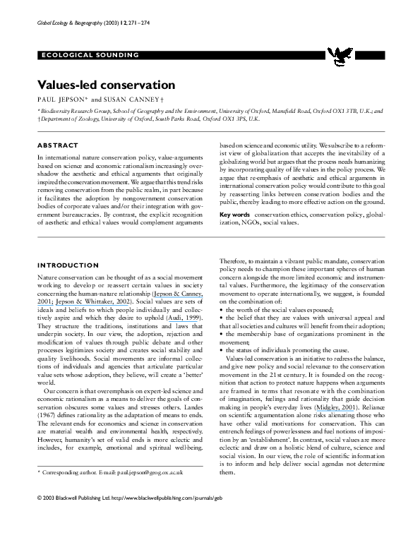 (PDF) Values-led conservation