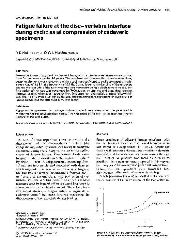 (PDF) Fatigue failure at the disc-vertebra interface during cyclic ...