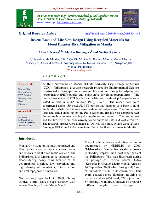 (PDF) Rescue Boat and Life Vest Design Using Recycled Materials for ...