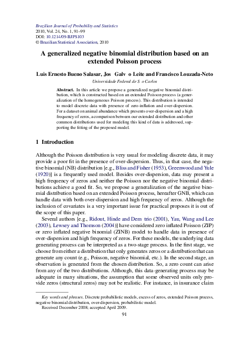 (PDF) A Generalized Negative Binomial Distribution based on an Extended ...
