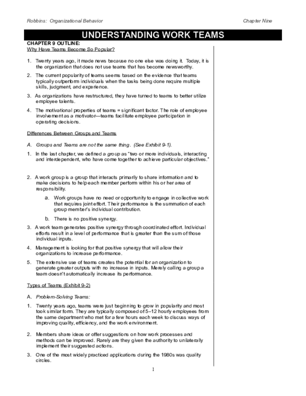 (DOC) UNDERSTANDING WORK TEAMS