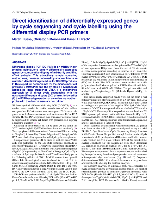 (PDF) Direct identification of differentially expressed genes by cycle ...