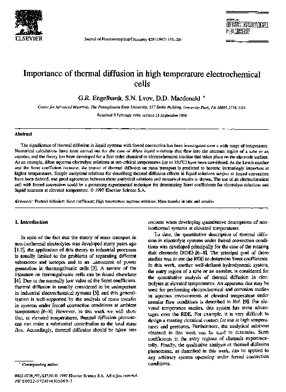(PDF) Importance of thermal diffusion in high temperature ...