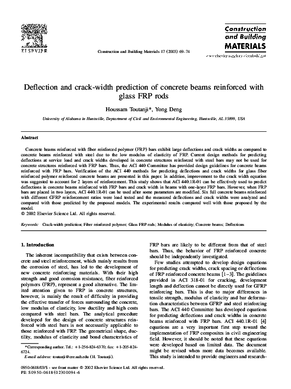 (PDF) Deflection and crack-width prediction of concrete beams ...
