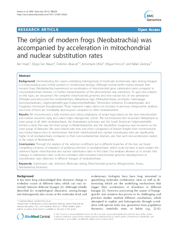 (PDF) A mitochondrial DNA phylogeny of African clawed frogs ...