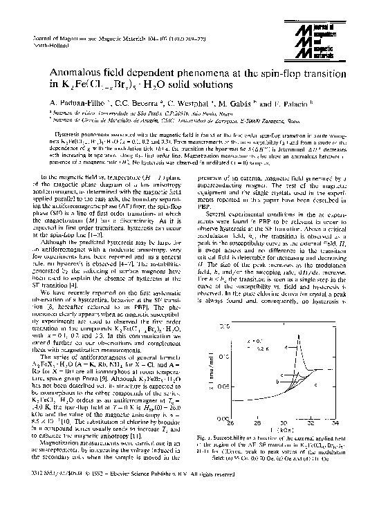 Pdf Anomalous Field Dependent Phenomena At The Spin Flop Transition