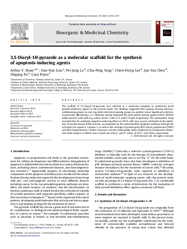 (PDF) 3,5-Diaryl-1H-pyrazole as a molecular scaffold for the synthesis ...