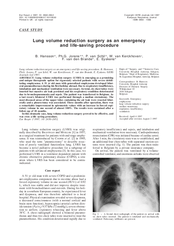 (PDF) Lung volume reduction surgery as an emergency and life-saving ...