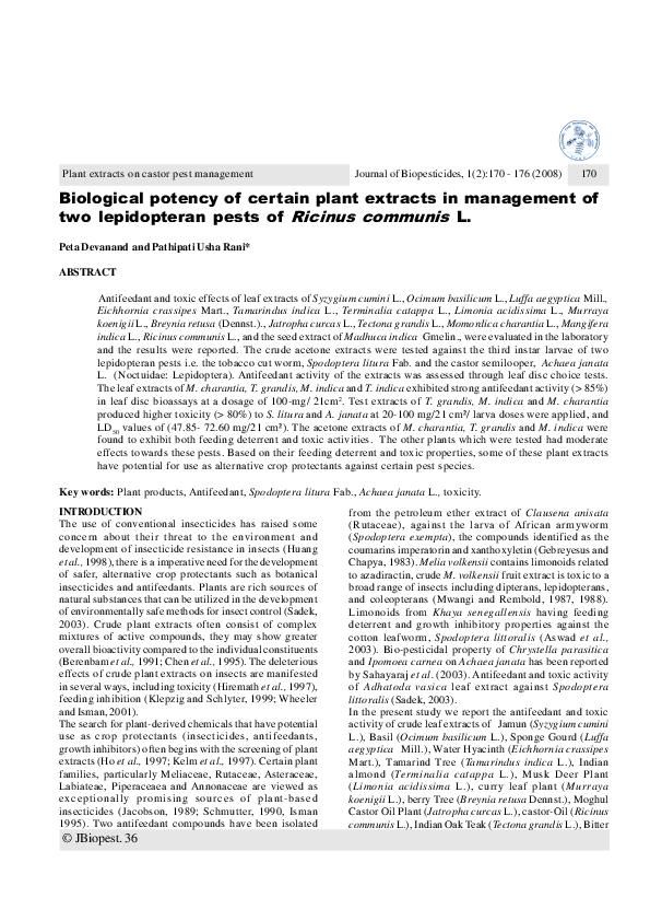 (PDF) Biological potency of certain plant extracts in management of two ...