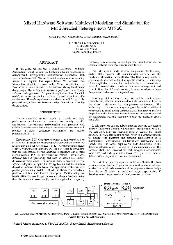 (PDF) Mixed Hardware Software Multilevel Modeling and Simulation for Multithreaded Heterogeneous ...