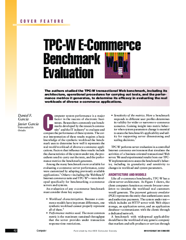 (PDF) TPC-W E-Commerce Benchmark Evaluation