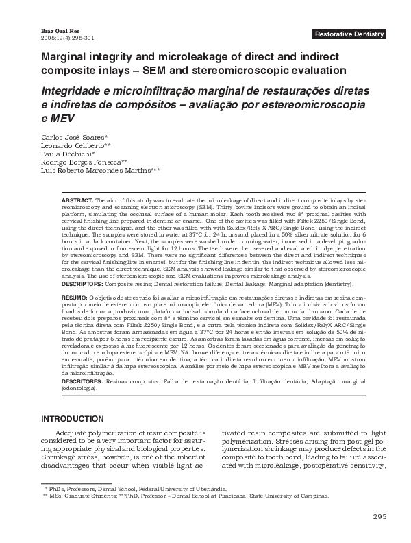 (PDF) Marginal integrity and microleakage of direct and indirect ...