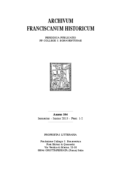 Angelo Clareno e i Padri di Quaracchi. Un’inedita trascrizione dell ...