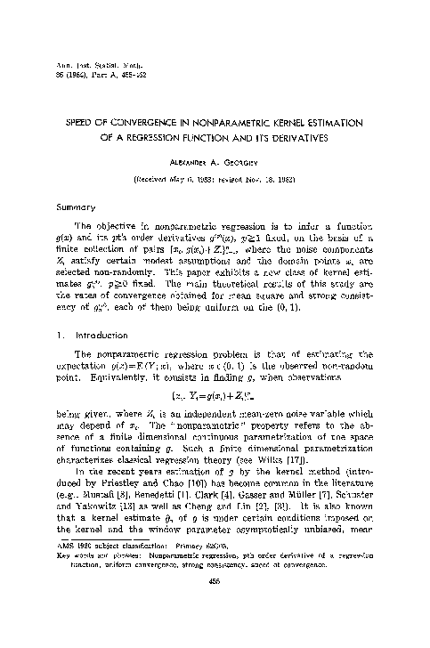 Pdf Speed Of Convergence In Nonparametric Kernel Estimation Of A