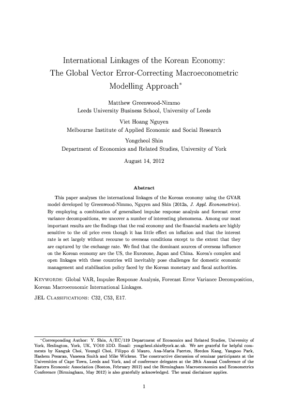 (PDF) International Linkages of the Korean Economy: The Global Vector ...