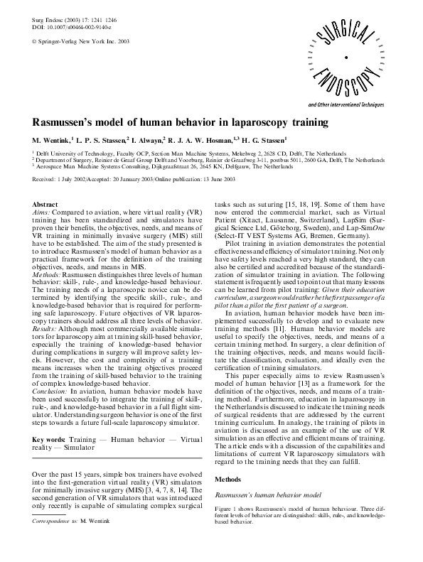 (PDF) Rasmussen?s model of human behavior in laparoscopy training