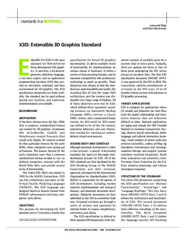 (PDF) X3D: Extensible 3D Graphics Standard [Standards in a Nutshell]
