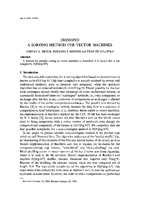 (PDF) Diamond a sorting method for vector machines