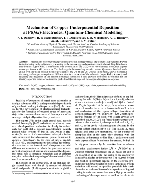 (PDF) Mechanism of copper underpotential deposition at Pt( hkl ...