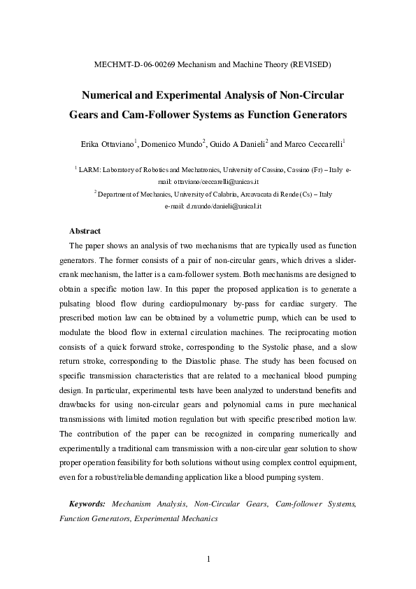 (PDF) The Analysis of a Mechanism with Cam Which is Function Generator ...