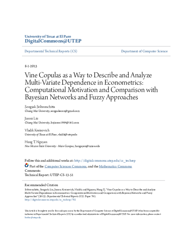 (PDF) Vine Copulas As a Way to Describe and Analyze Multi-Variate Dependence in Econometrics ...