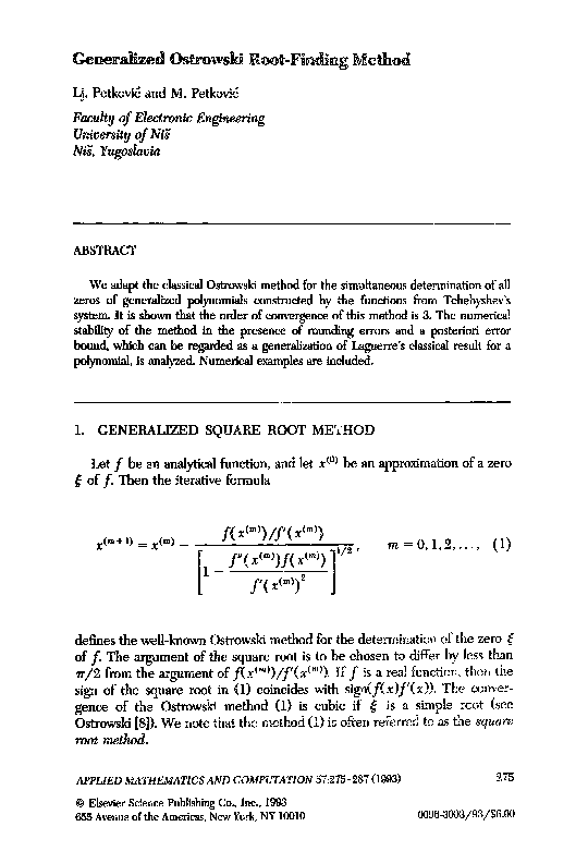 (PDF) Generalized Ostrowski root-finding method