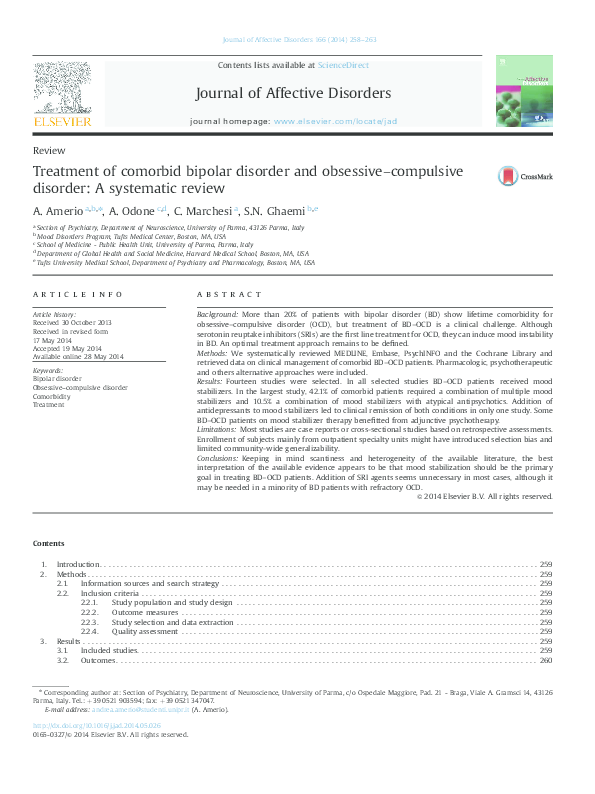 (PDF) Treatment of comorbid bipolar disorder and obsessive-compulsive ...