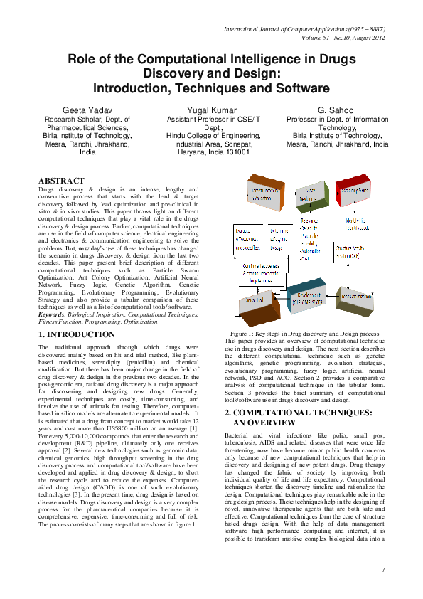 Pdf Role Of The Computational Intelligence In Drugs Discovery And