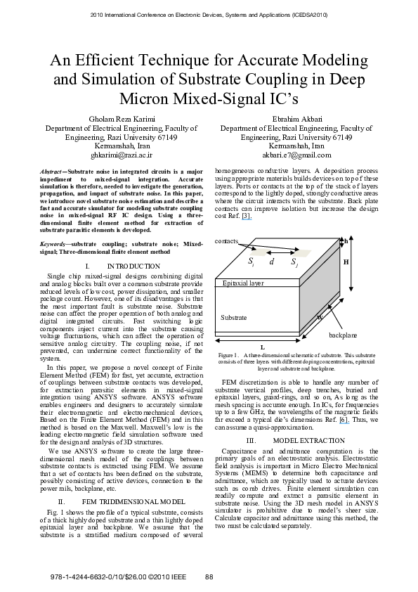 Pdf An Efficient Technique For Accurate Modeling And Simulation Of
