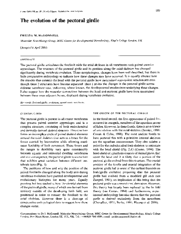 (PDF) The evolution of the pectoral girdle