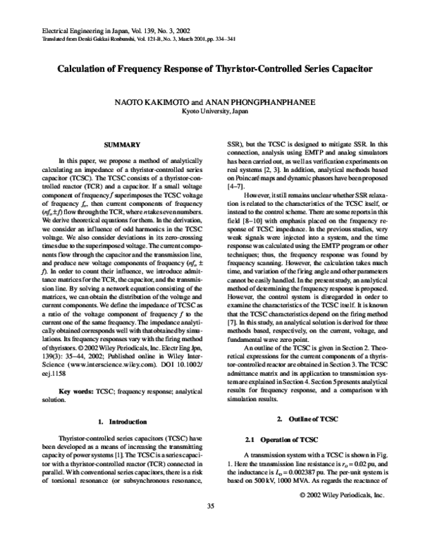 (PDF) Calculation of frequency response of thyristor-controlled series ...