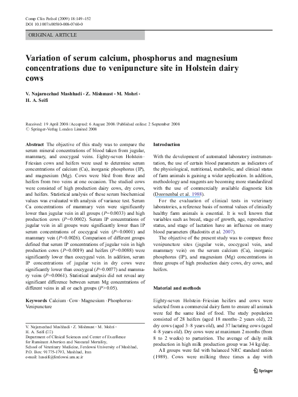 (PDF) Variation of serum calcium, phosphorus and magnesium ...