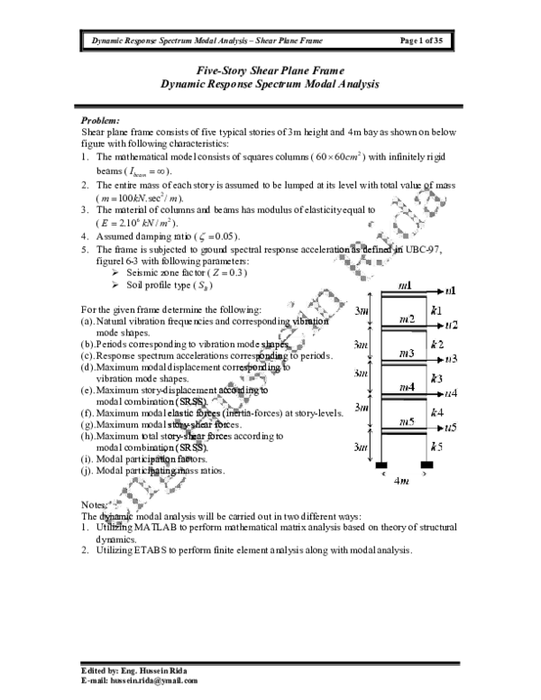 (PDF) Dynamic Response Spectrum Modal Analysis – Shear Plane Frame (PDF) Dynamic Response Spectrum Modal Analysis – Shear Plane Frame