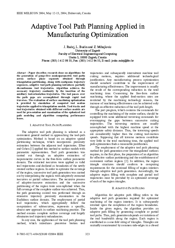 (PDF) Adaptive tool path planning applied in manufacturing optimization