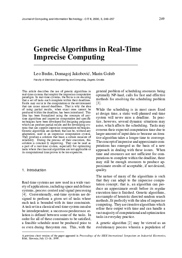 (PDF) Genetic Algorithms in Real-Time Imprecise Computing