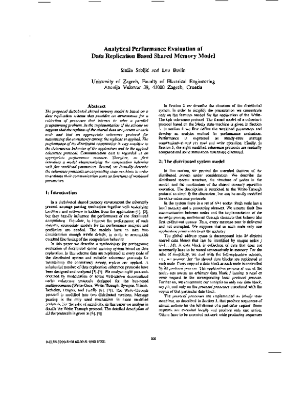 (PDF) Analytical Performance Evaluation of Data Replication Based Shared Memory Model