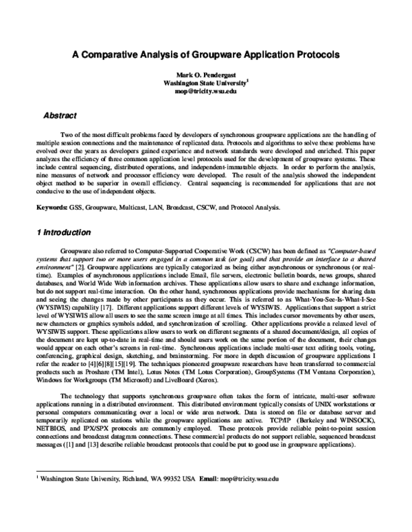 (PDF) A comparative analysis of groupware application protocols